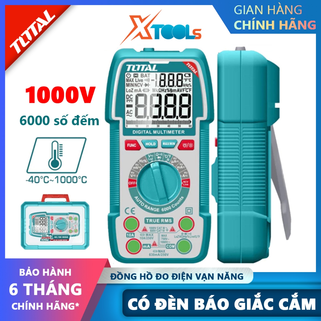 Đồng hồ vạn năng 1000V TOTAL TMT5310004 hiển thị 6000 số đếm TRUR RMS ...