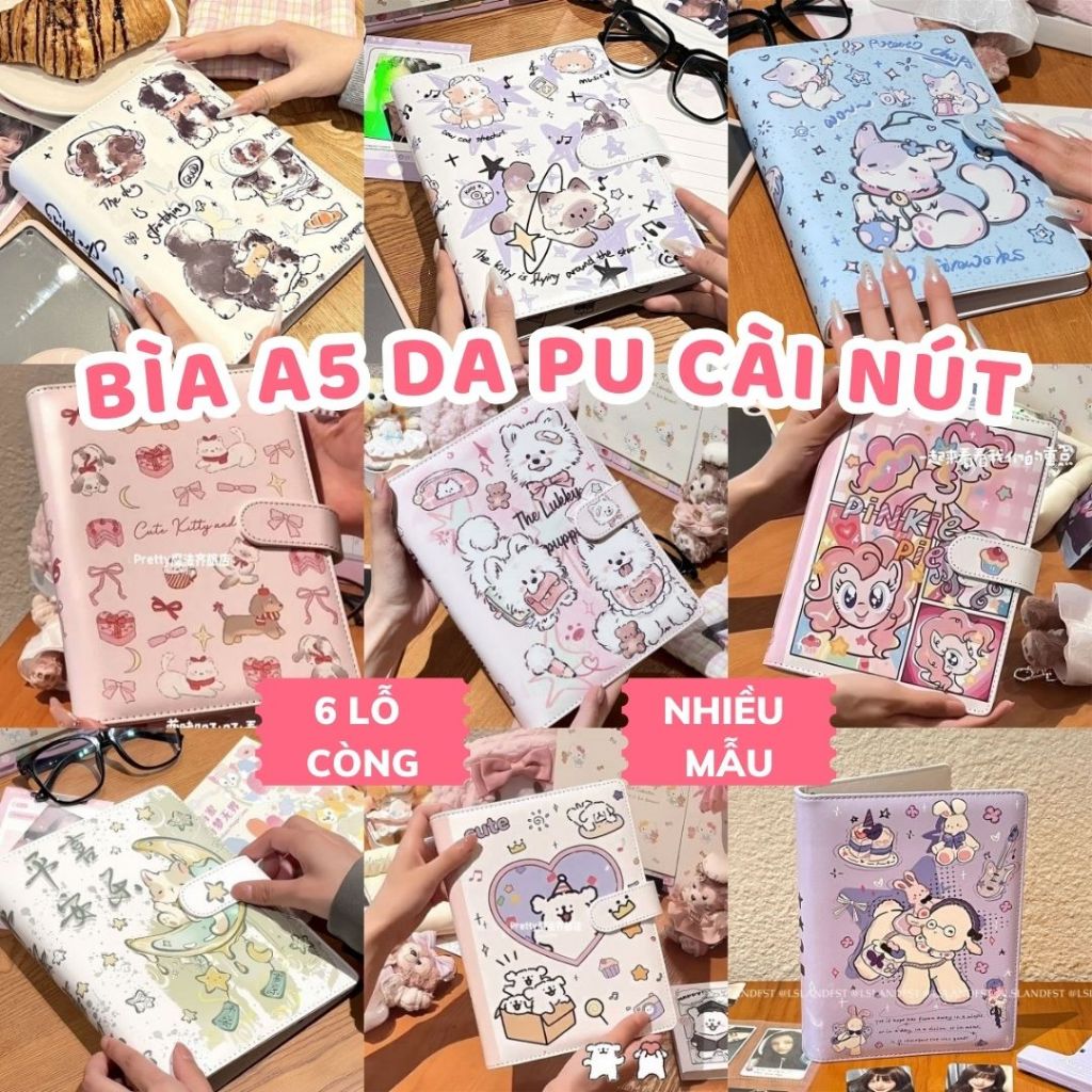 [BD08] BÌA DA PU A5 (còng 6 lỗ) NHIỀU MẪU siêu xinh, đựng card, photo, postcard, poster, strip ...