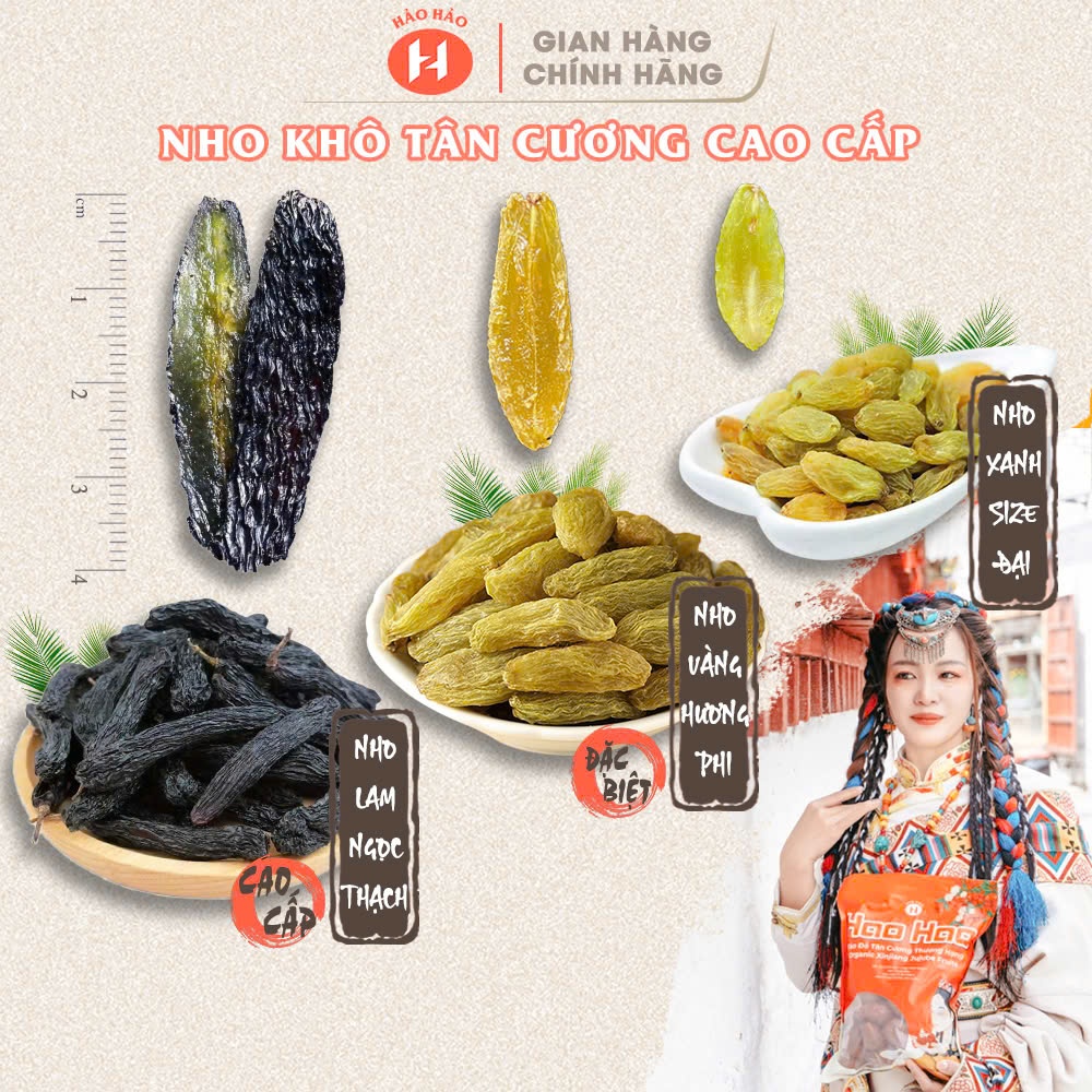 Nho sấy khô Hảo Hảo, Nho khô Tân Cương tự nhiên cao cấp tươi dẻo thơm ...