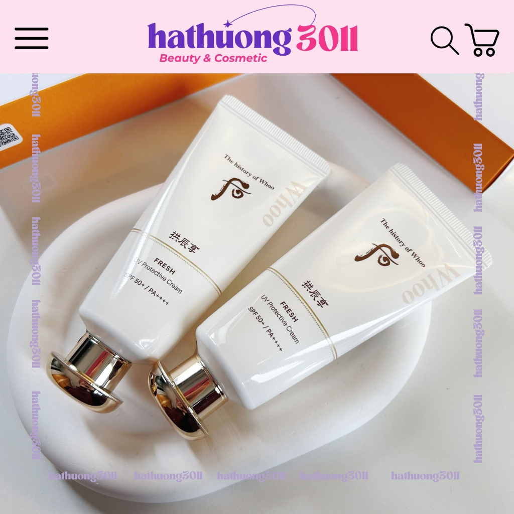 [60ml] Kem chống nắng Whoo Fresh Sun Cream SPF 50+/PA+++ | Shopee Việt Nam