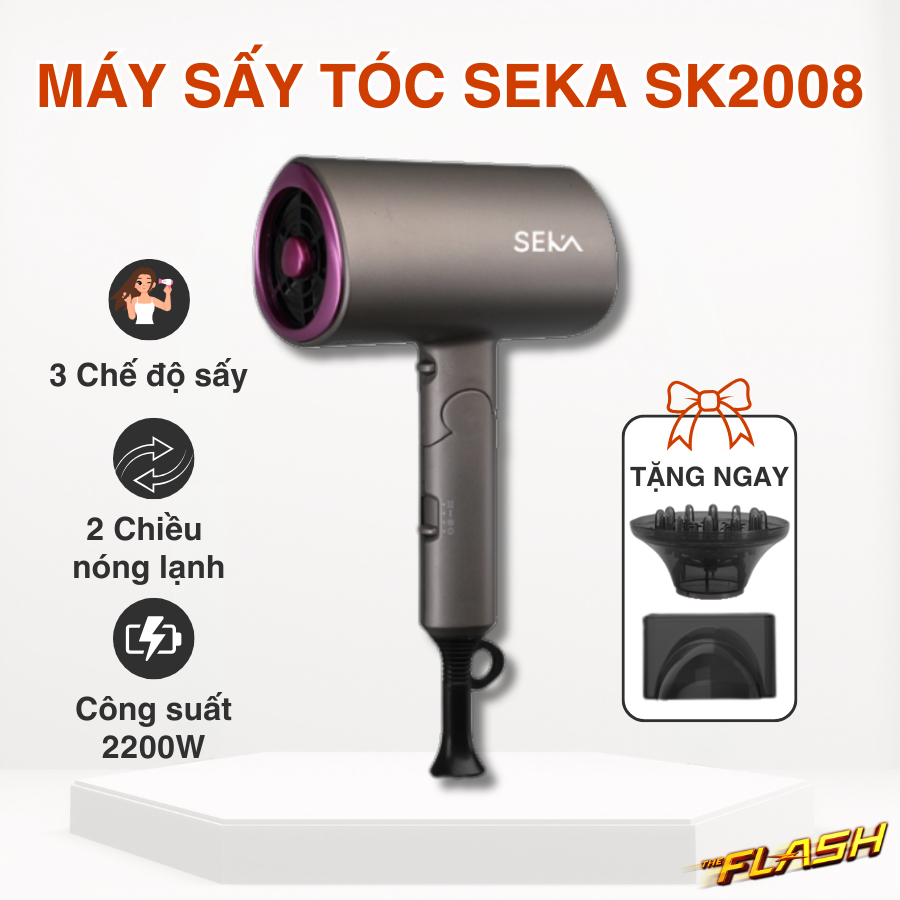 Máy Sấy Tóc Seka SK2008, Công Suất Lớn 2200W Sấy Nhanh Khô 2 Chiều Nóng ...