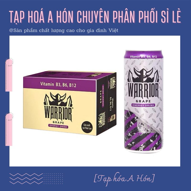 [Hoả tốc] Thùng 24 lon nước tăng lực có gas Warrior vị nho 330ml ...