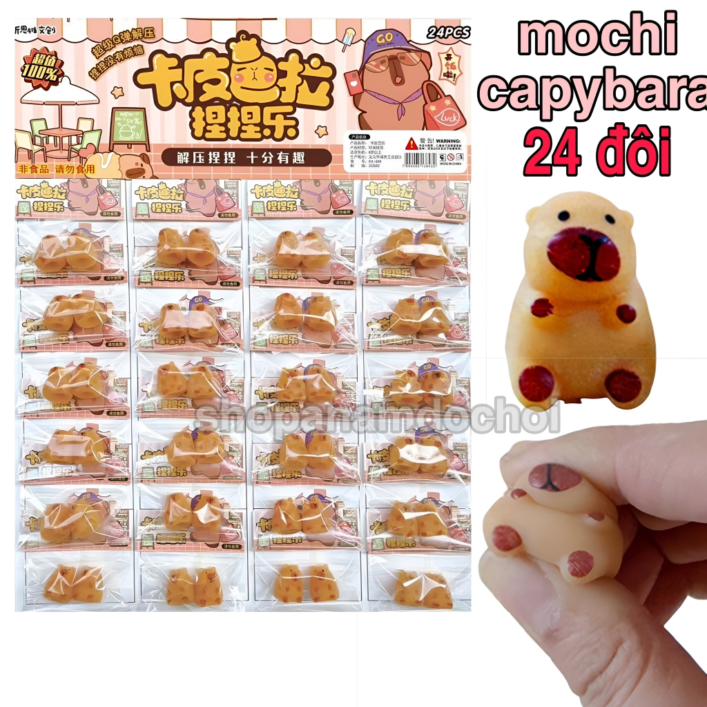Vỉ 24 đôi ( 48 con ) mochi capybara, đồ chơi capybara mềm dẻo | Shopee ...