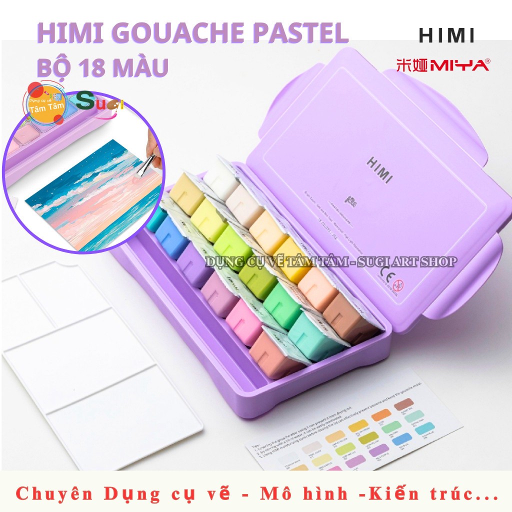 [ TÂM TÂM ] Bộ màu Gouache Himi Pastel 18 màu vỏ tím mới | Shopee Việt Nam