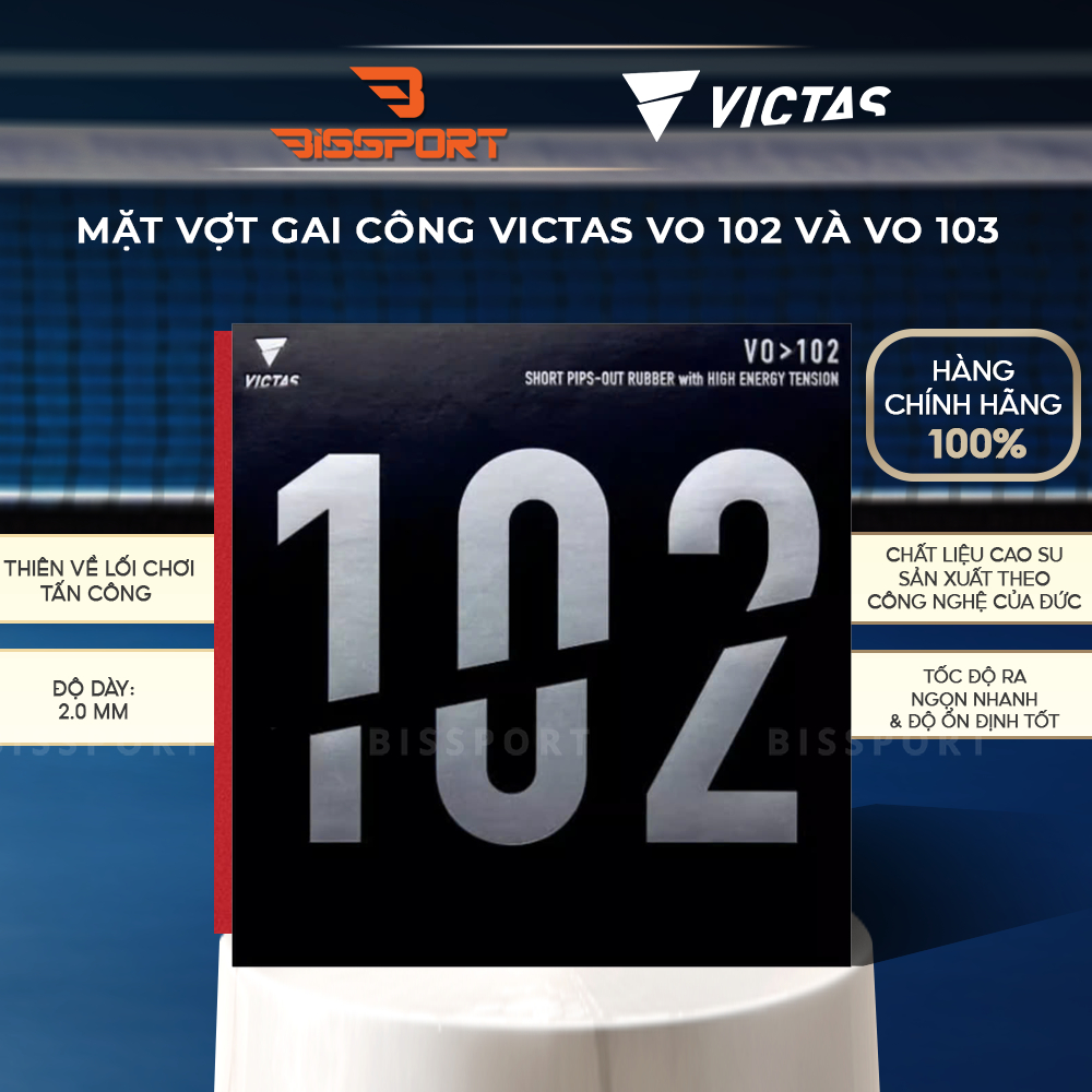 Mặt Vợt Bóng Bàn Victas VO-102 Gai Công Đỏ Chính Hãng - Sức Mạnh Vượt Trội, Tốc Độ Tối Ưu, Kiểm ...