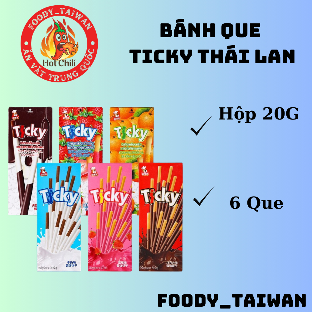 Bánh Que Ticky Socola - Dâu - Sữa - Bánh Ticky Thái Lan Hộp 20G 6 Que ...