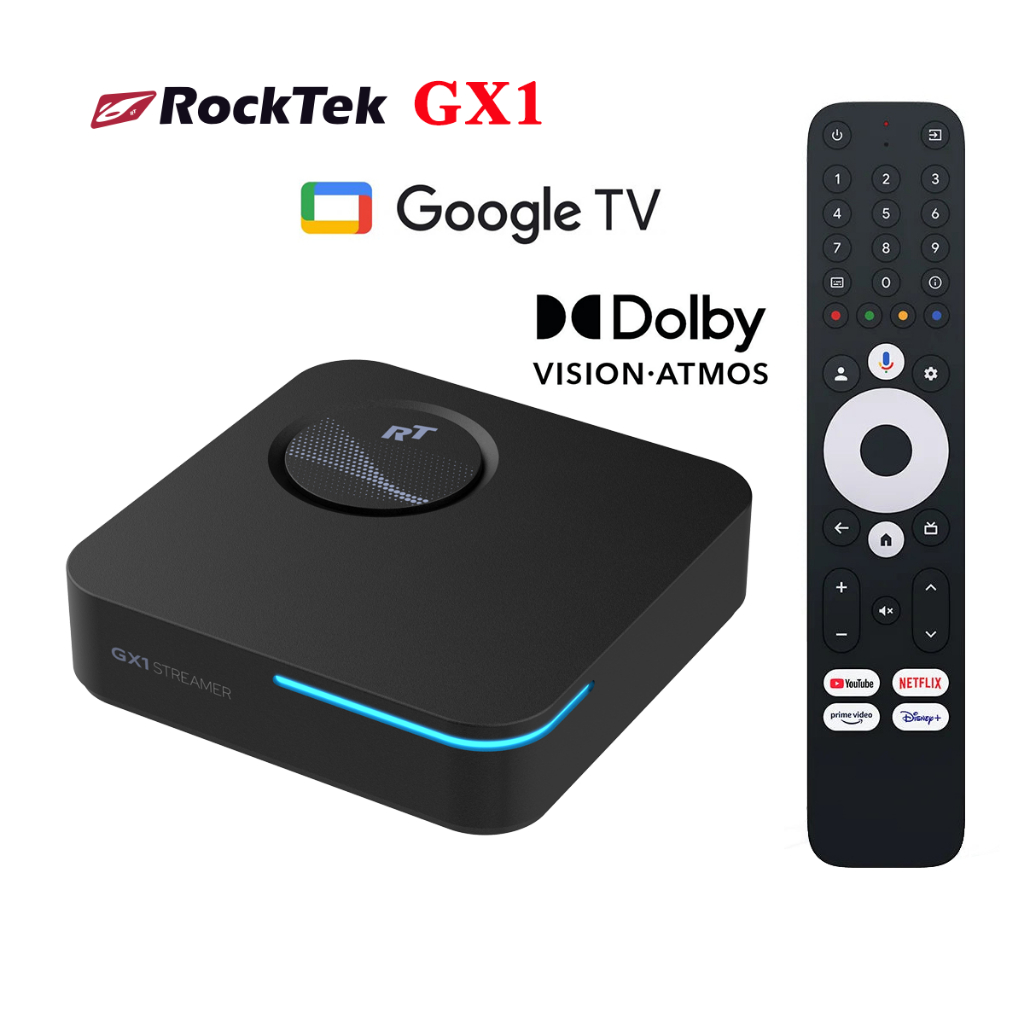 Android TV Box RockTek GX1 Google TV 12 Realtek RTD 1325 4GB/32GB WiFi6 Dolby ATMOS DTS-X ...