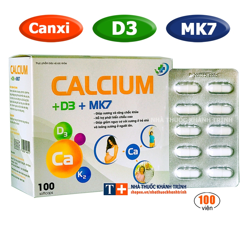 (Hộp 100 viên) Calcium D3 MK7 - bổ sung canxi , vitamin D3, vitamin K2 MK7 | Shopee Việt Nam