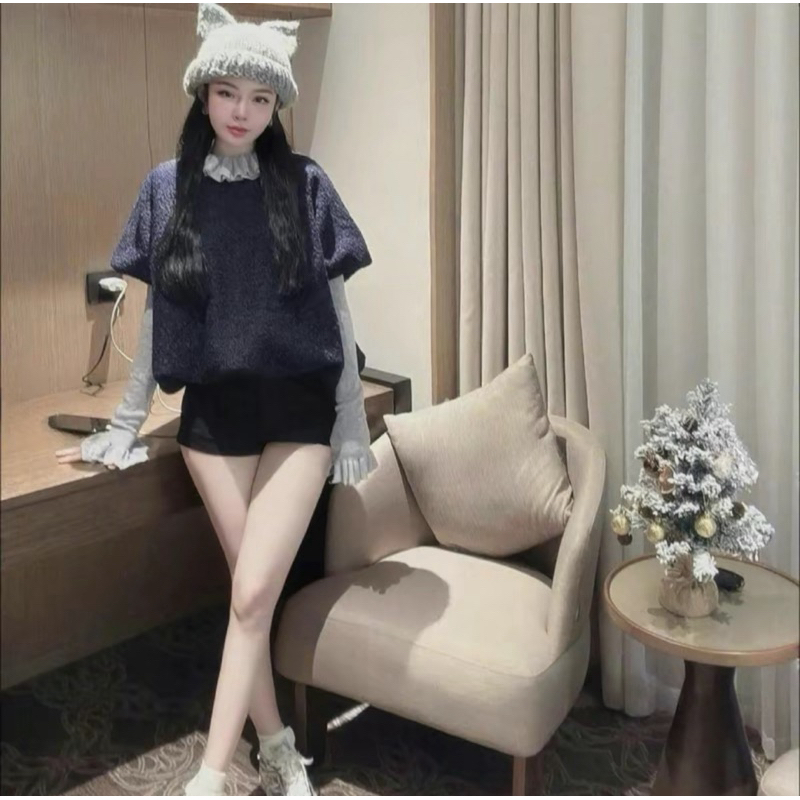 Áo Len Tăm Cổ Bèo Tay Loe Phối Áo Gile Len Xù Dành Cho Nữ By Trang Mun G67 | Shopee Việt Nam