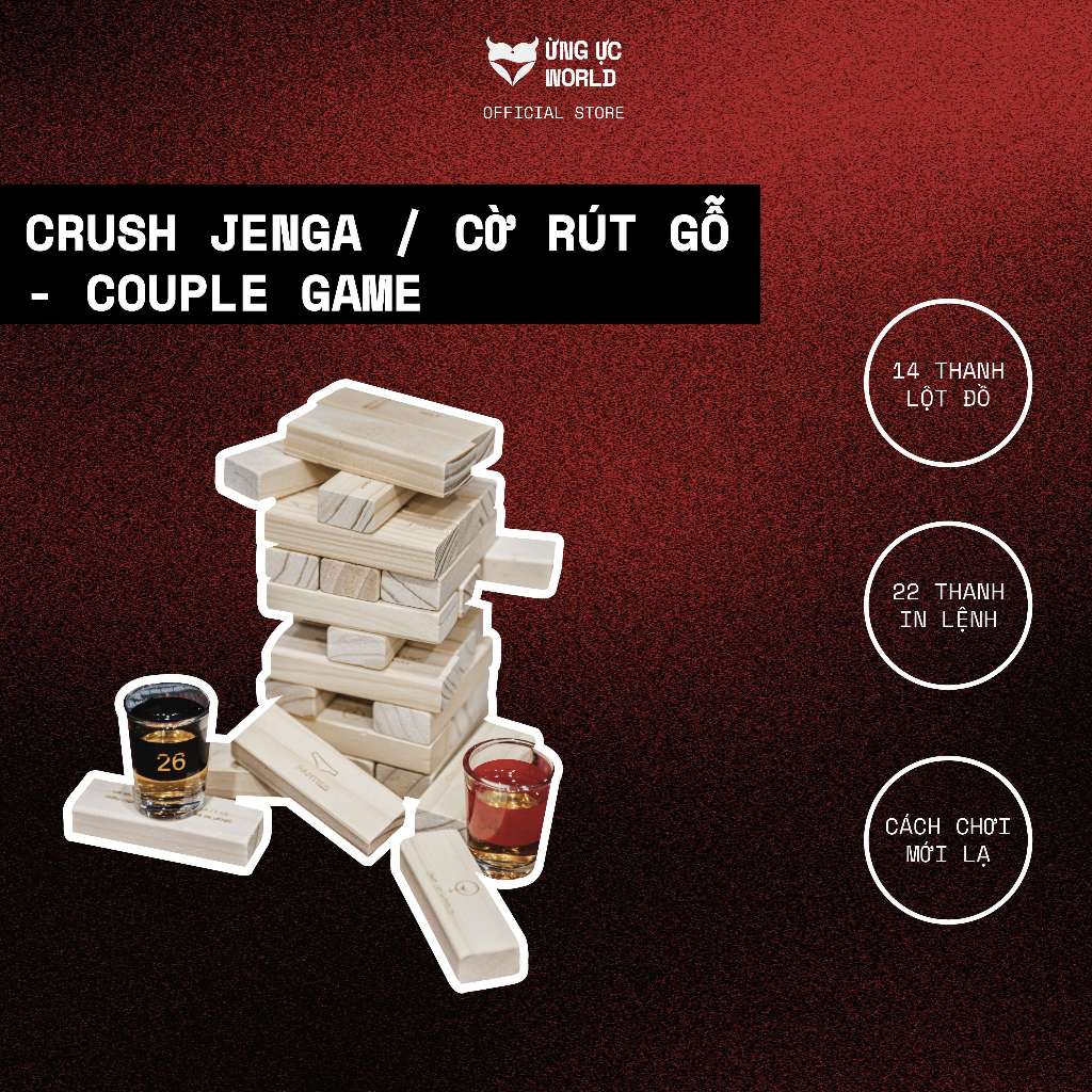 Bộ rút gỗ cặp đôi Crush Jenga 36 thanh, boardgame tình yêu cho couple Ừng Ực | Shopee Việt Nam