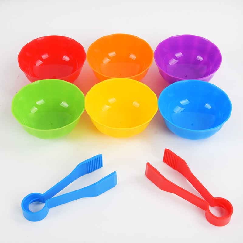 SET 6 BÁT + 2 KẸP PHÂN LOẠI MÀU SẮC TẬP GẮP HẠT POMPOM | Shopee Việt Nam