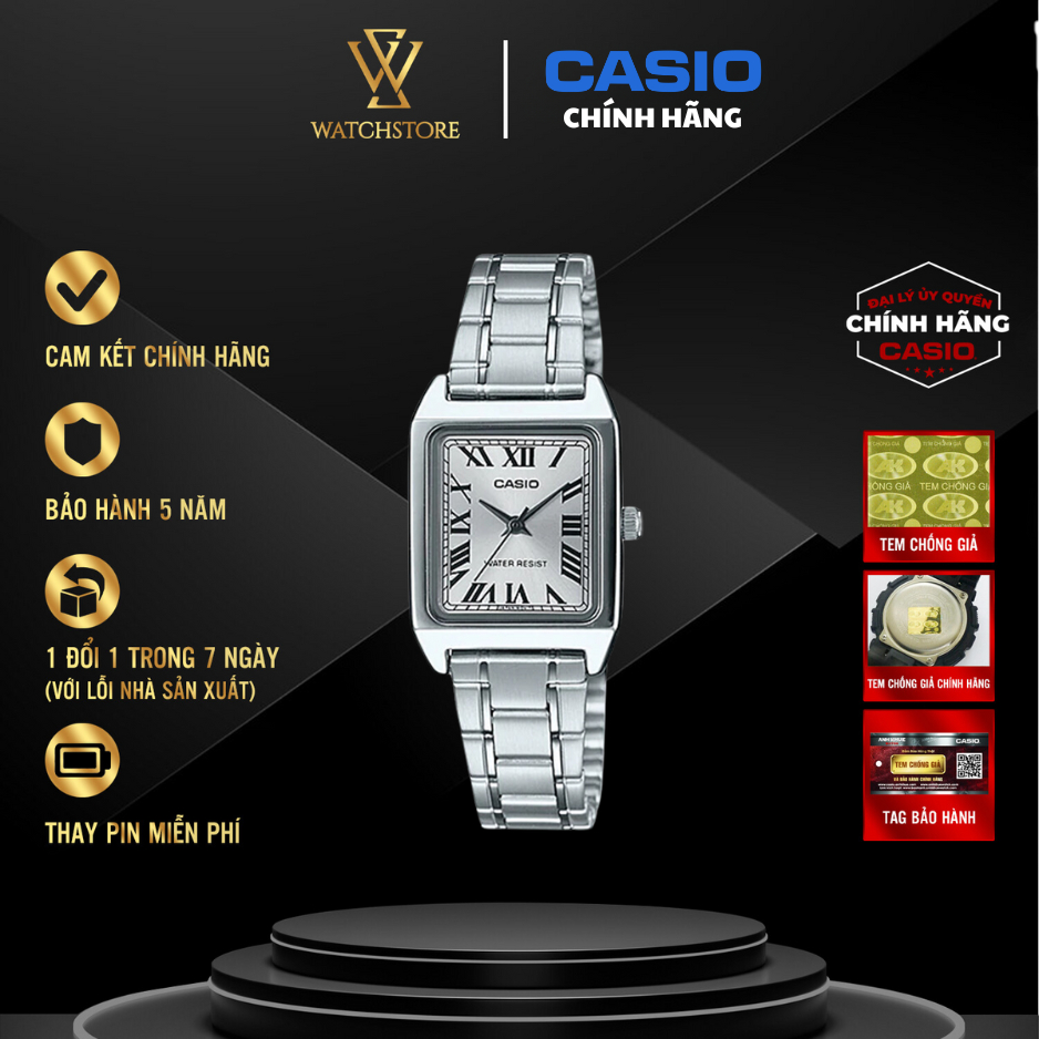 Đồng Hồ Nữ Vintage LTP-V007D-7BUDF Ánh Bạc Kính Khoáng Trắng 22mm Chống Nước Dây Kim Loại Không ...