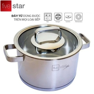 Nồi Inox 304 Fivestar Plus 3 Đáy Quai Vuông Nắp Kính 16/18/20/24cm Dùng tốt trên mọi loại bếp ...