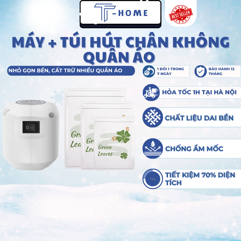 Máy hút chân không chăn nệm DELADEP 55W kèm túi chất liệu dai bền bảo ...