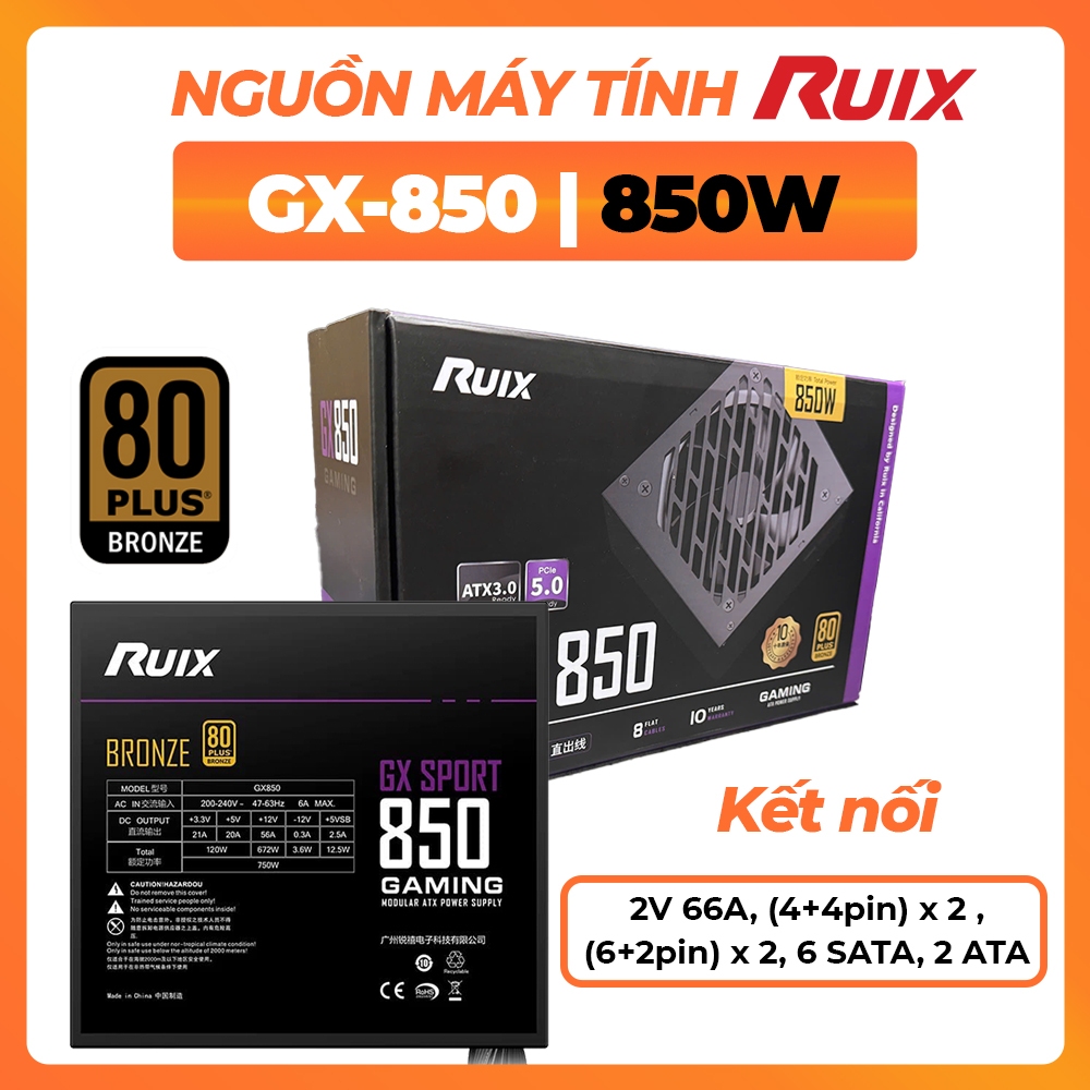 Nguồn Máy Tính RUIX GX950 850W 80 Plus Bronze - Power Supply Gaming ...