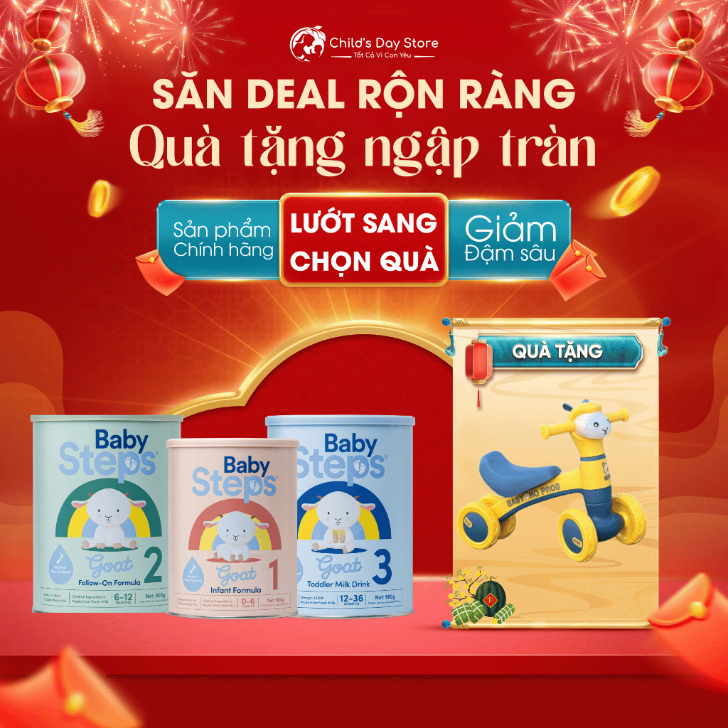 Sữa Dê Baby Steps đủ số 1,2,3 ( TẶNG QUÀ) lon 900g. Cải thiện hệ miễn dịch, không lo táo bón ...