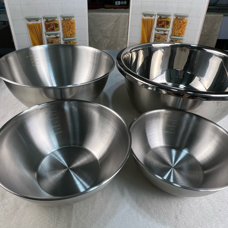 Thau inox 304 nhiều size 17 - 19 - 25 - 30 cm - bán lẻ, bán bộ - an toàn tiện dụng, có chia vạch ...