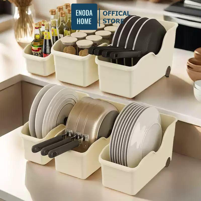 Khay Đựng Đĩa, Gia Vị, Nắp Nồi ENODA HOME, Khay Nhựa Đựng Đồ Nhà Bếp Có Bánh Xe Kéo Trượt Dễ ...