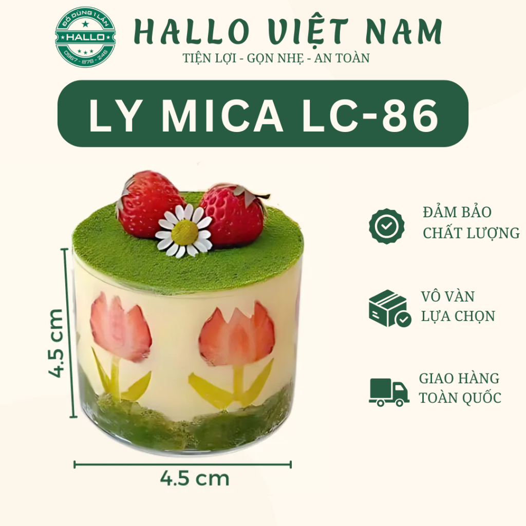 Ly panna cotta tròn LC-86, ly mica tròn đựng bánh lạnh LC86, ly mousse ...