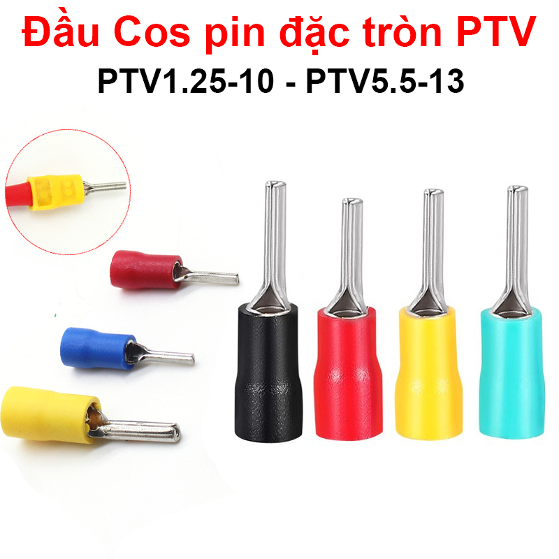(50 cái) Đầu Cos pin đặc tròn, đầu kim PTV || | Shopee Việt Nam