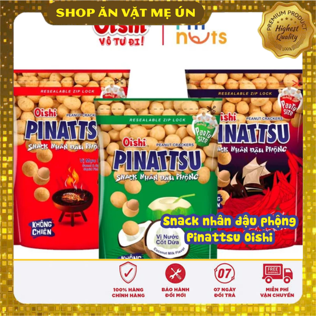 Snack nhân đậu phộng Pinattsu Oishi các vị (gói 95g) ăn vặt ngon ...