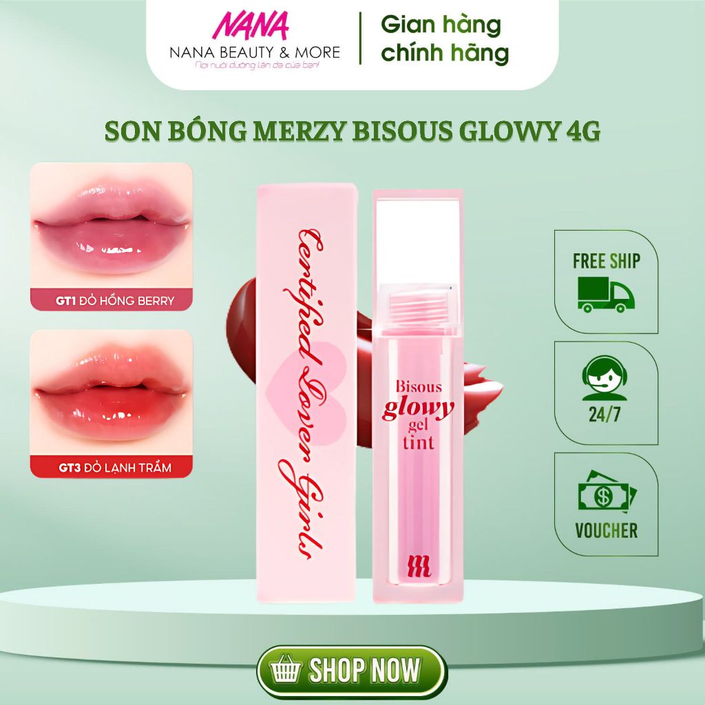 Son bóng MERZY Bisous Glowy pha lê căng mọng, bền màu 4g chính hãng ...