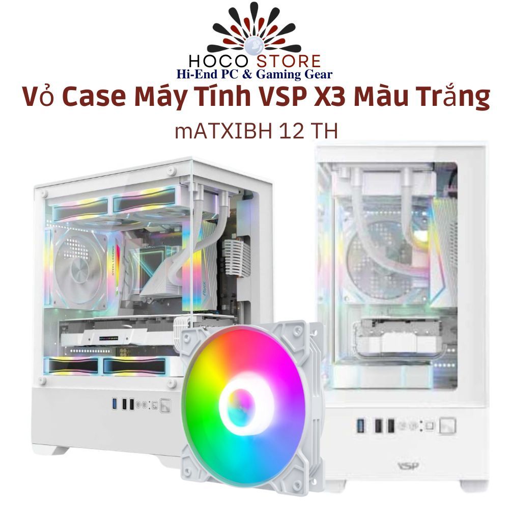 Vỏ Máy Tính VSP X3 Bể Cá Kèm FAN l mATX l Màu Trắng l 12TH l Hoco Store ...