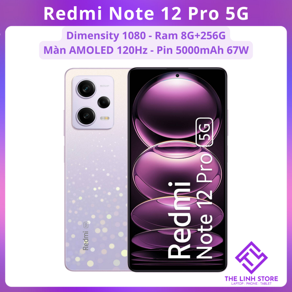 Điện thoại Xiaomi Redmi Note 12 Pro 5G màn AMOLED 120Hz - Dimensity ...