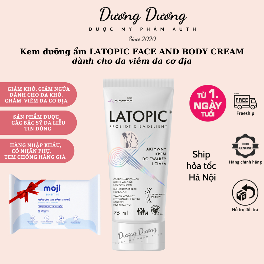 Kem dưỡng ẩm, dịu ngứa cho da kích ứng LATOPIC Face and Body Cream 75ml ...