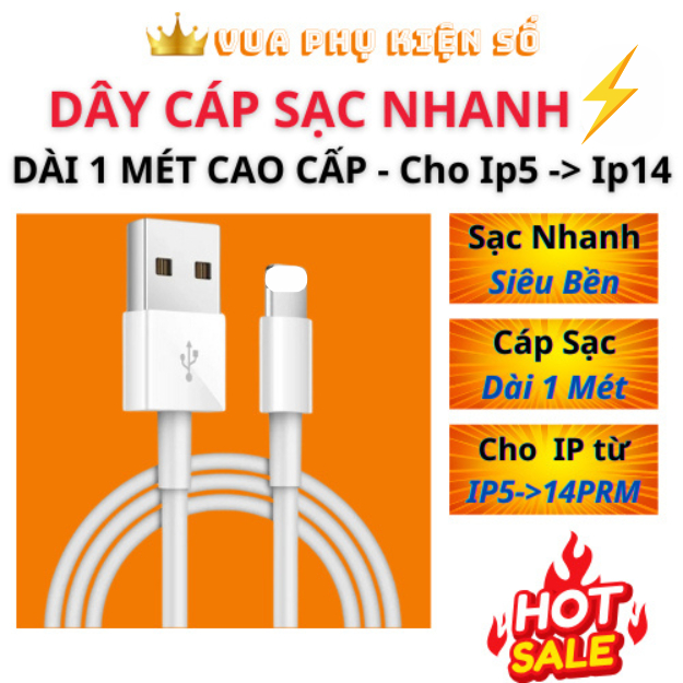 Dây Sạc Nhanh cho Điện Thoại/Máy tính bảng/Tai nghe cổng USB 5V-2A 1M Cáp Sạc Nhanh 5/5s/6/6s/7 ...