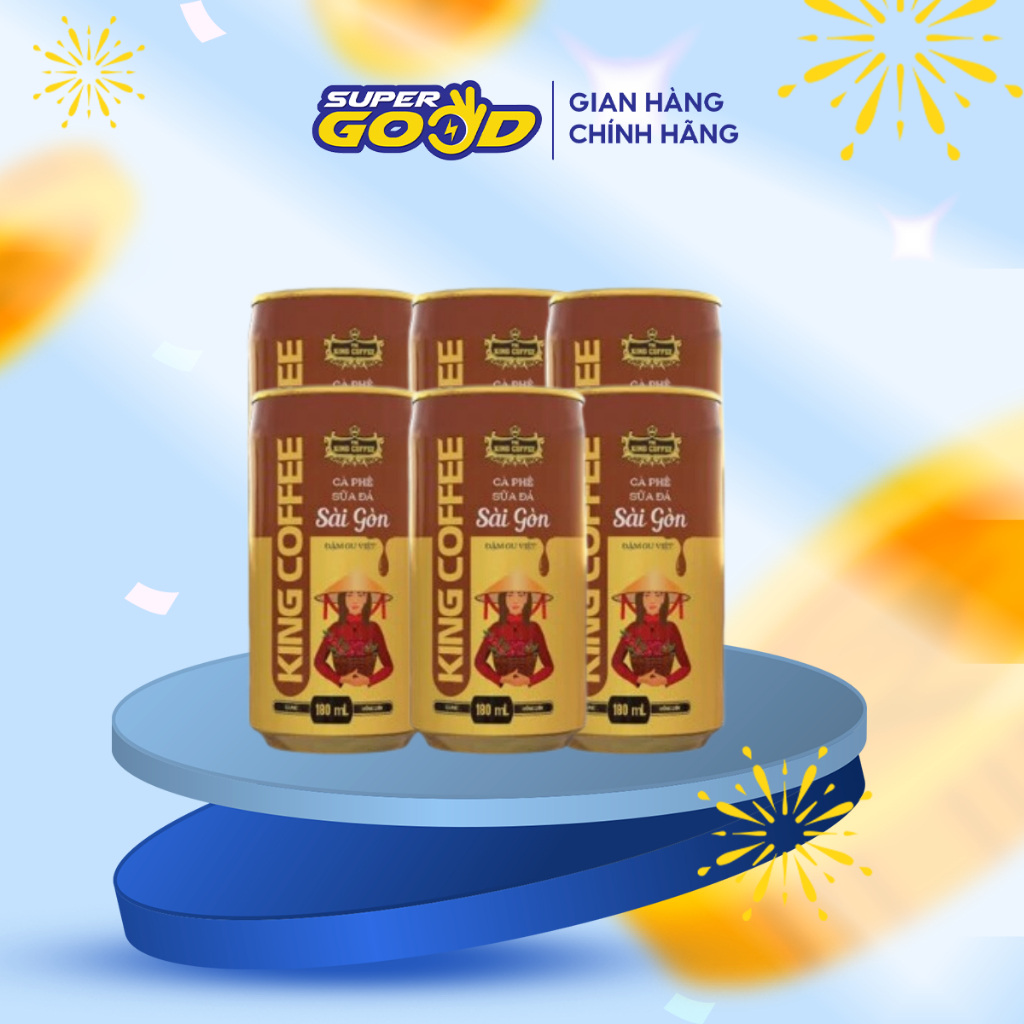 Lốc 6 lon King coffee RTD Cà phê sữa đá Sài Gòn đậm gu Việt lon 180ml ...