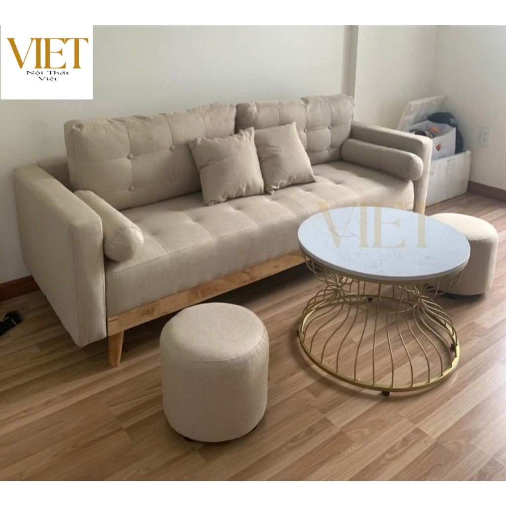 Bộ sofa tay vịn cao cấp tặng kèm 4 gối nhỏ, khung gỗ mút D40 chịu lực ...