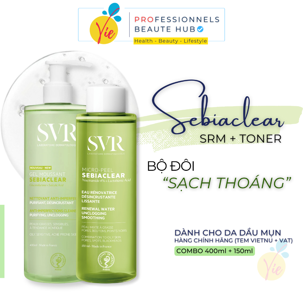 COMBO Sữa Rửa Mặt SVR Sebiaclear Gel Moussant + Toner SVR Sebiaclear ...