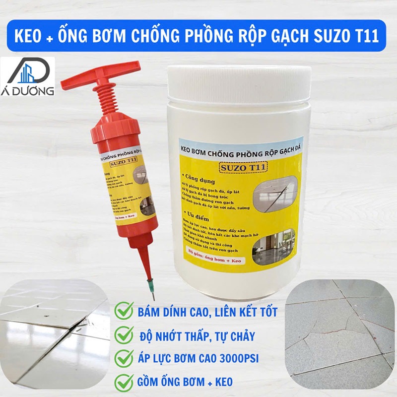 Keo Bơm Chống Phồng Rộp Gạch Đá Suzo T11, Bộ Ống Bơm Và Keo Xử Lý Phồng ...