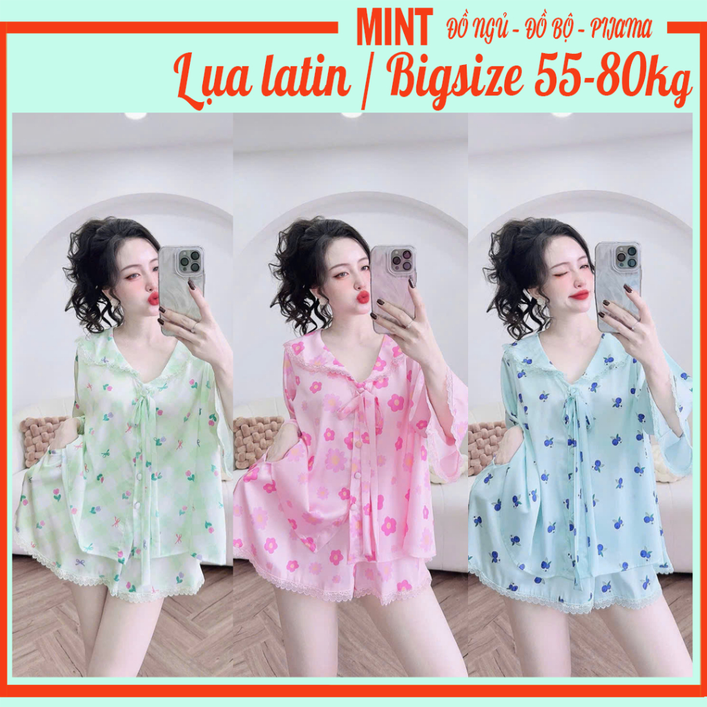 Đồ bộ nữ, đồ ngủ tay loe lụa latin loại 1 cao cấp CC24 Bigsize 55-80kg | Shopee Việt Nam