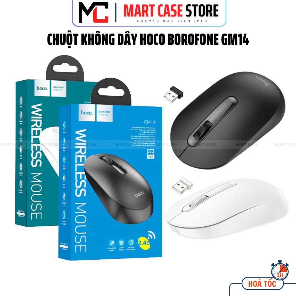 Chuột không dây Hoco GM14 Dùng cho Máy Tính Bàn, Laptop, Smart TiVi - MART CASE | Shopee Việt Nam