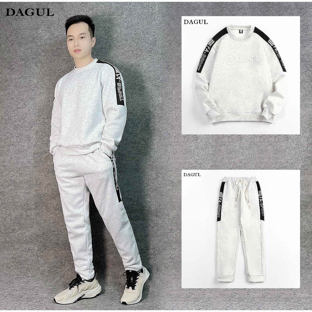 Bộ đồ bộ nam nữ thể thao nỉ lông cao dày dặn ấm áp DAGUL nam nữ phối ...