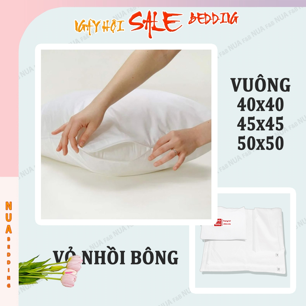 Vỏ ruột gối vuông để dồn bông gòn, vỏ ruột gối sofa, gối trang trí ...