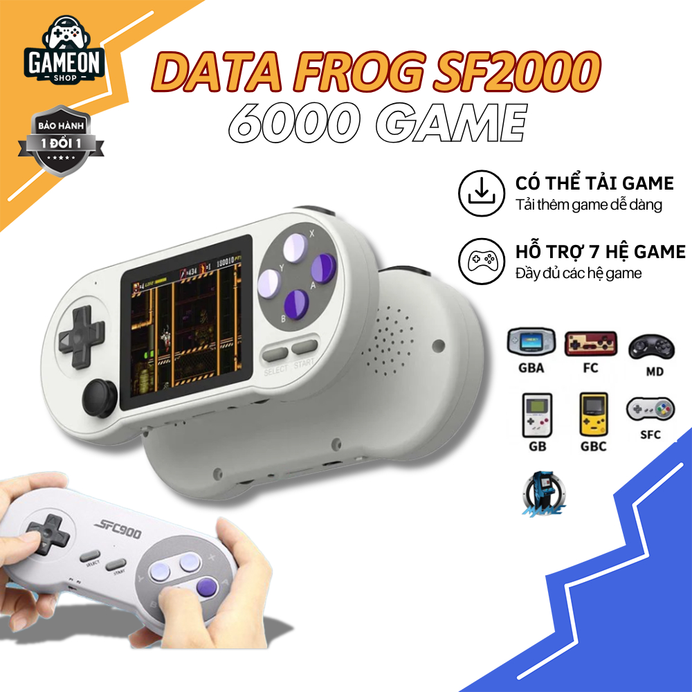 Máy chơi game cầm tay Data Frog SF2000 16GB 6000+ Game Retro, màn hình IPS, hỗ trợ 2 người chơi ...