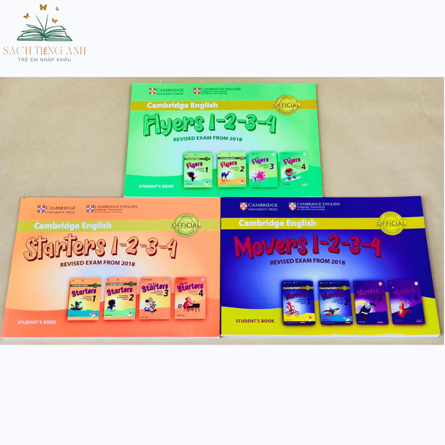 Sách - Tiếng anh Cambridge Starters, Movers, Flyers in gộp 1234 khổ to ...