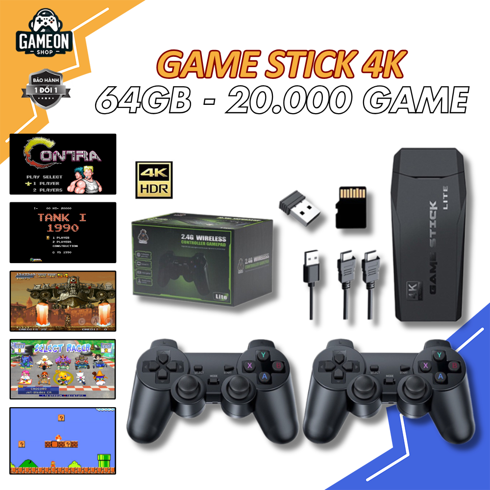 Máy chơi game cầm tay game stick 4k xanh V6 Pro 64GB HDMI, máy chơi ...