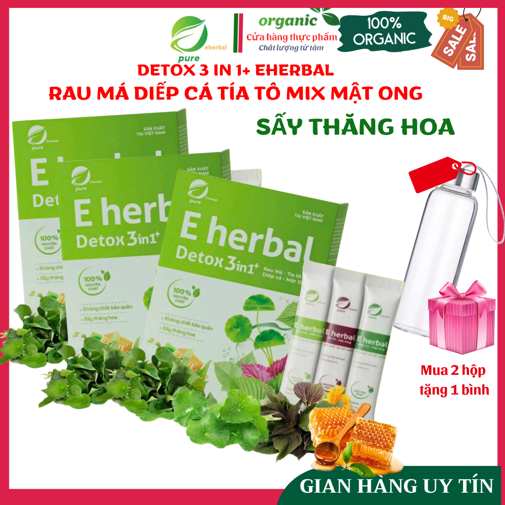 Combo 3 Hộp Detox 3 in 1+ (Rau má, diếp cá, Tía tô Mix mật ong) Sấy ...