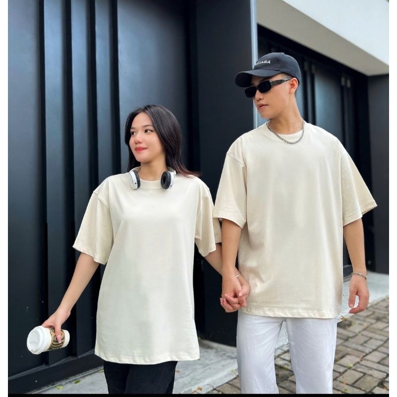 Áo thun trơn unisex form rộng BOKA vải cotton thoáng mát cổ tròn ...
