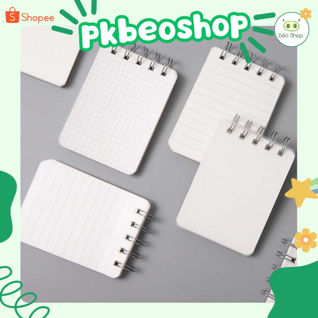 Sổ tay ghi chép mini A7 A6 A5 B5 A4 Pkbeoshop 80 tờ 160 trang gáy lò xo ...