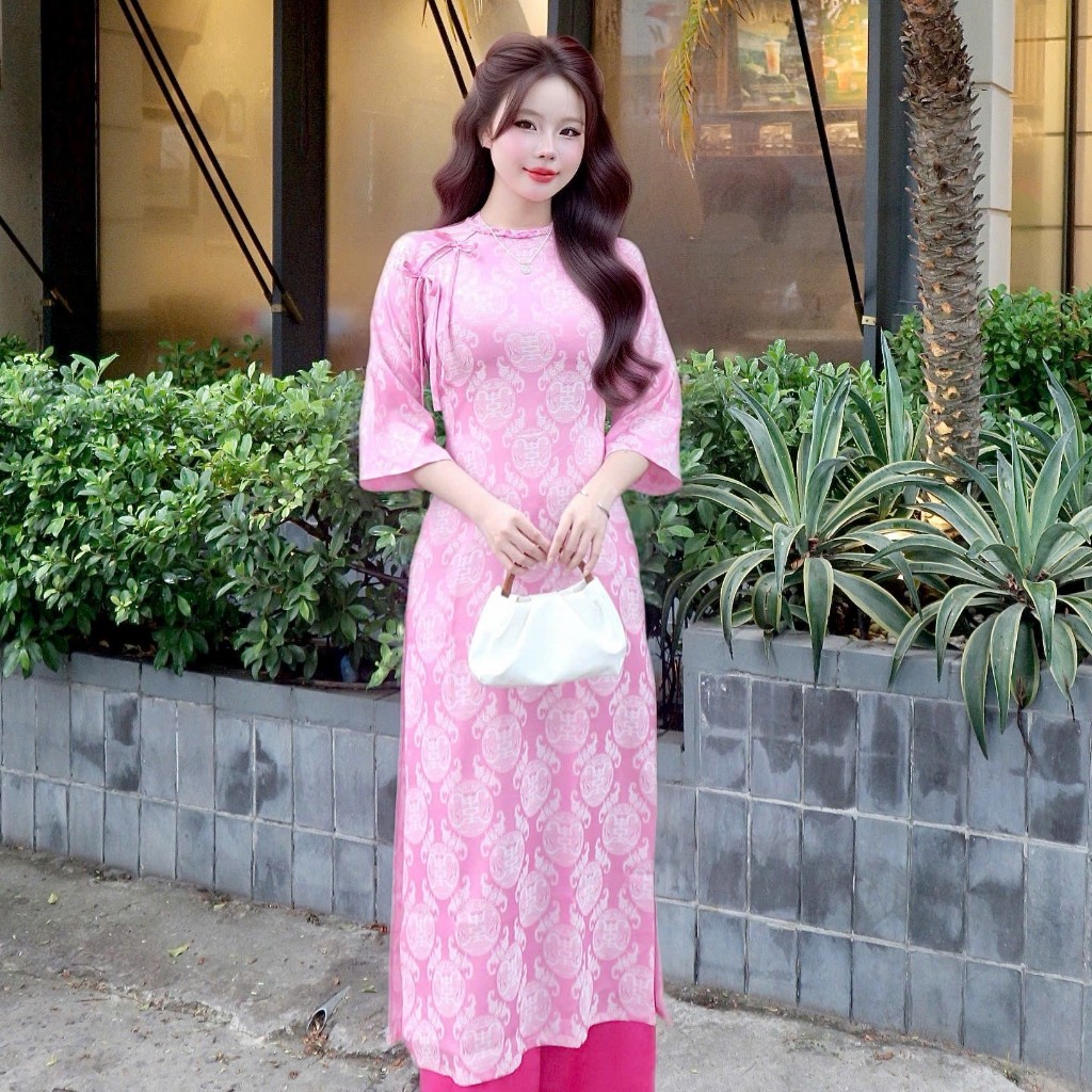 Áo dài thiết kế cách tân phom suông lụa tằm 2 tà cao cấp BẠCH NHIÊN ...