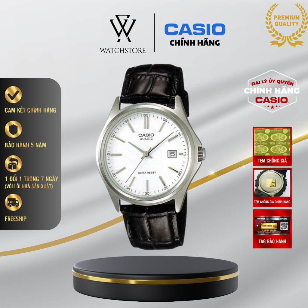 Đồng Hồ Casio Nam MTP-1183E-7ADF Màu Trắng Kim Bạc Kính Khoáng Chống ...
