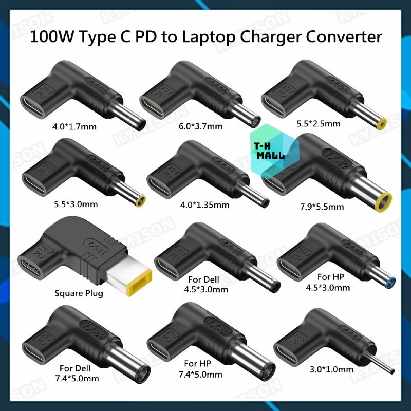 [NEW] Đầu chuyển đổi sạc PD 100W 65W 20V USB Type C sang cổng DC Slim laptop thiết bị di động ...