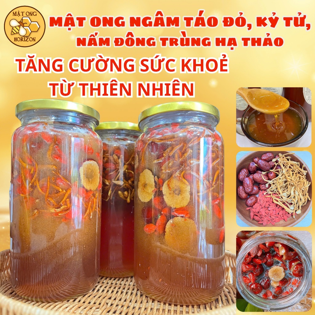 Mật ong ngâm táo đỏ, kỷ tử, nấm đông trùng hạ thảo | Shopee Việt Nam