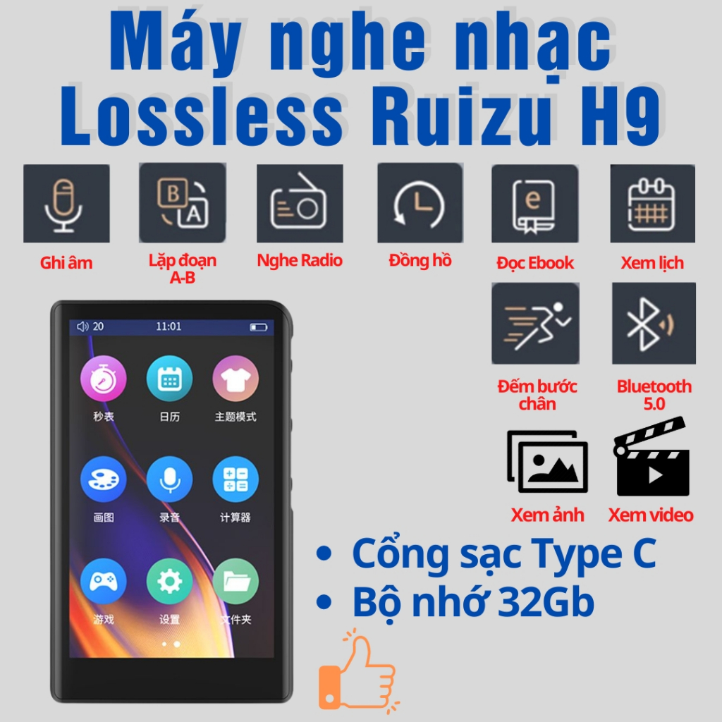 Máy Nghe Nhạc Ruizu H9, Ruizu H10 Bluetooth 5.2 Lossless - Bản 2025 ...