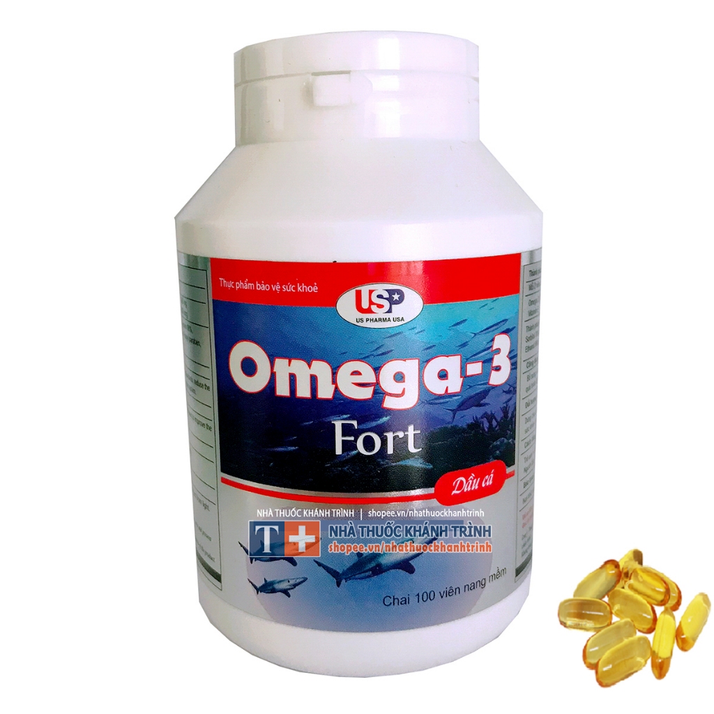 Dầu cá Omega 3 Fort Lọ 100 viên nang USP Pharma - bổ mắt, da, não bộ ...